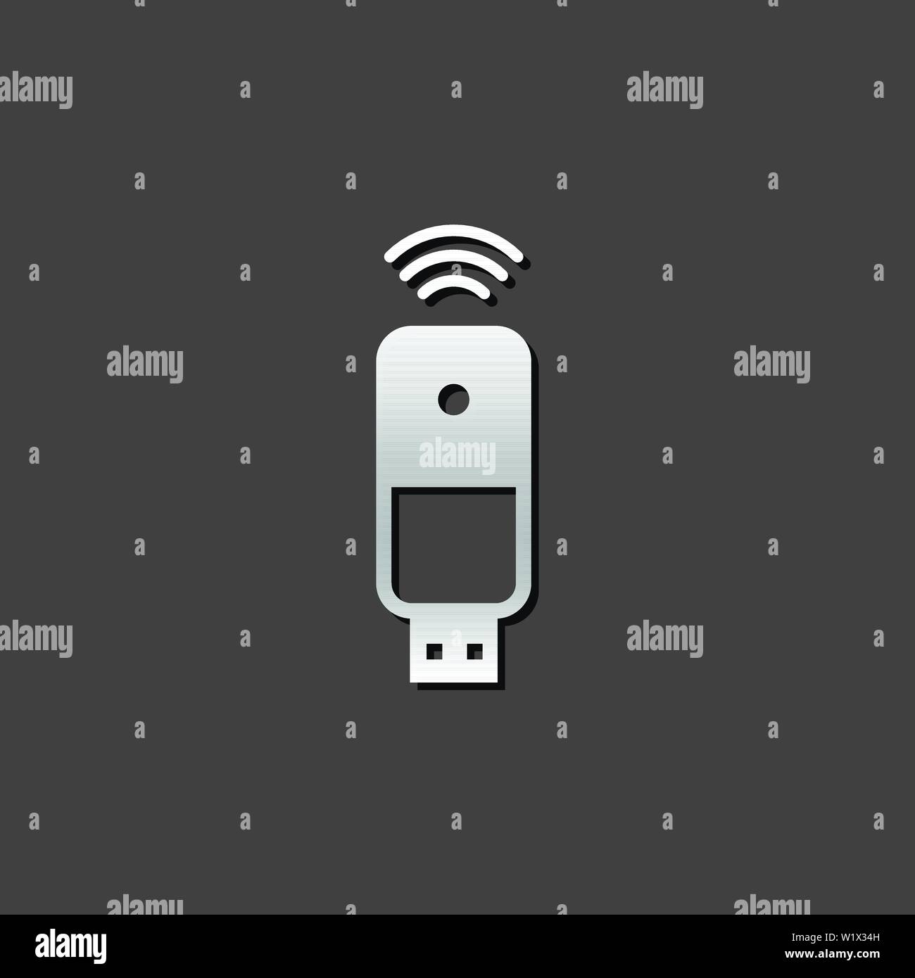 Modem icon in metallic grey color style. Internet connection wireless ...