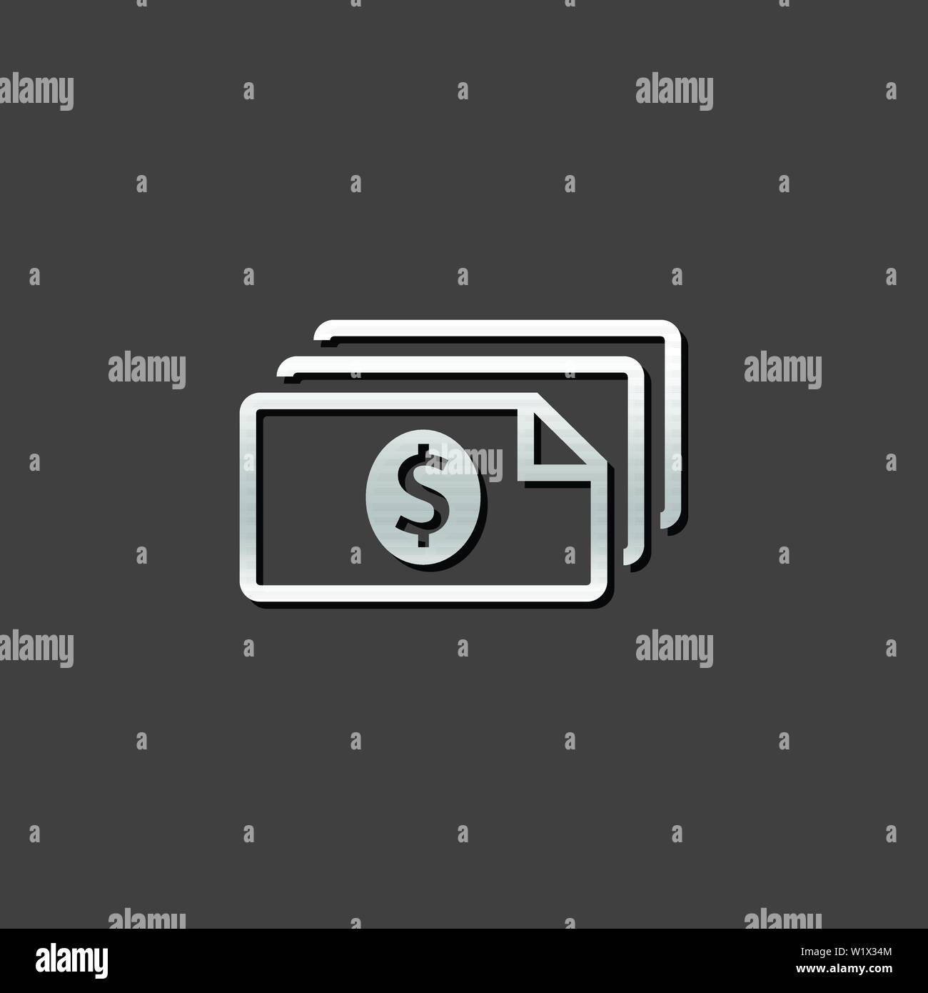 Money icon in metallic grey color style. Finance wealth banking Stock ...