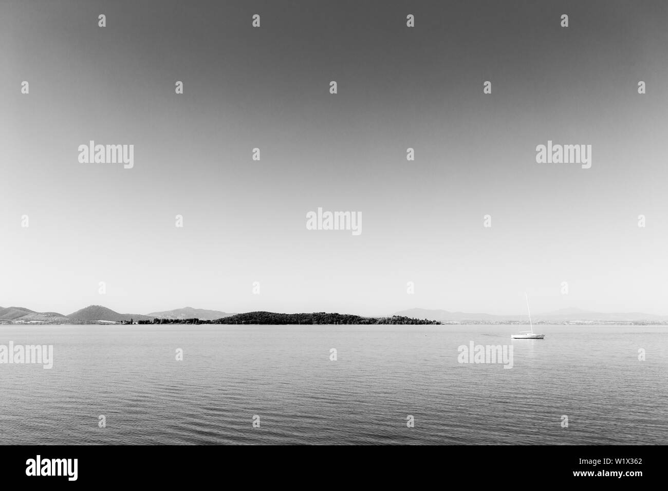 Sailing ship on calm Black and White Stock Photos & Images - Alamy