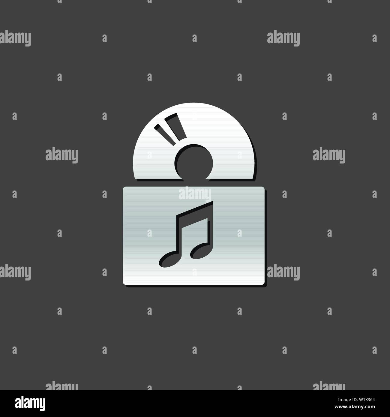 Music album icon in metallic grey color style.Music release discography ...