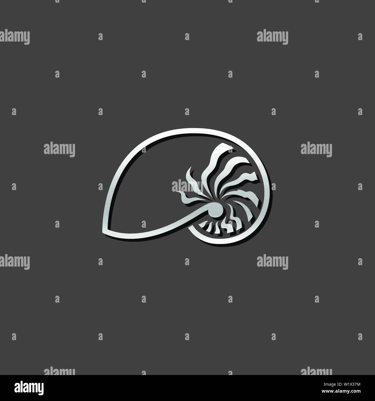 Nautilus icon in metallic grey color style. Sea creature mollusk Stock ...