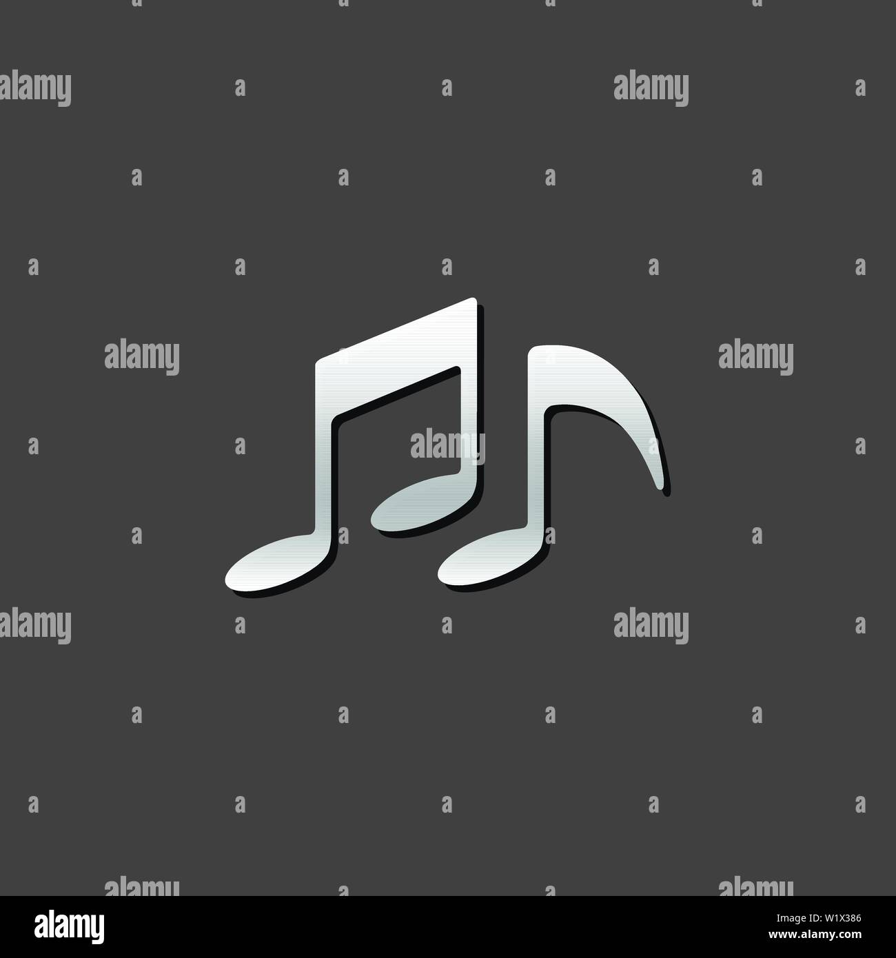 Music notes icon in metallic grey color style. Musical crotchets quaver ...