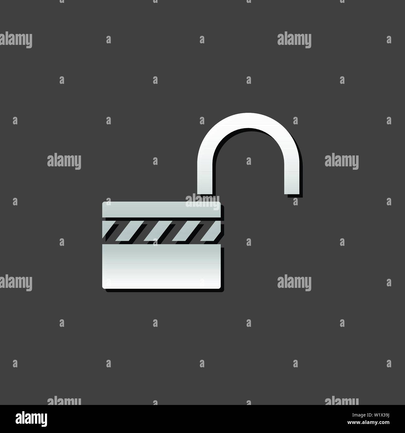 Padlock icon in metallic grey color style. Finance safety protection ...