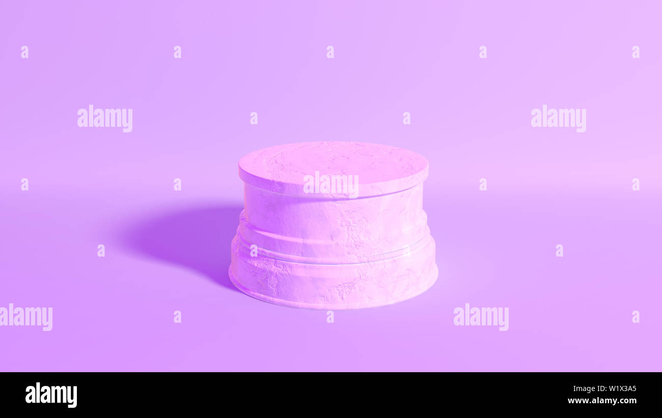 An empty round marble stone trophy base on an isolated pastel purple ...