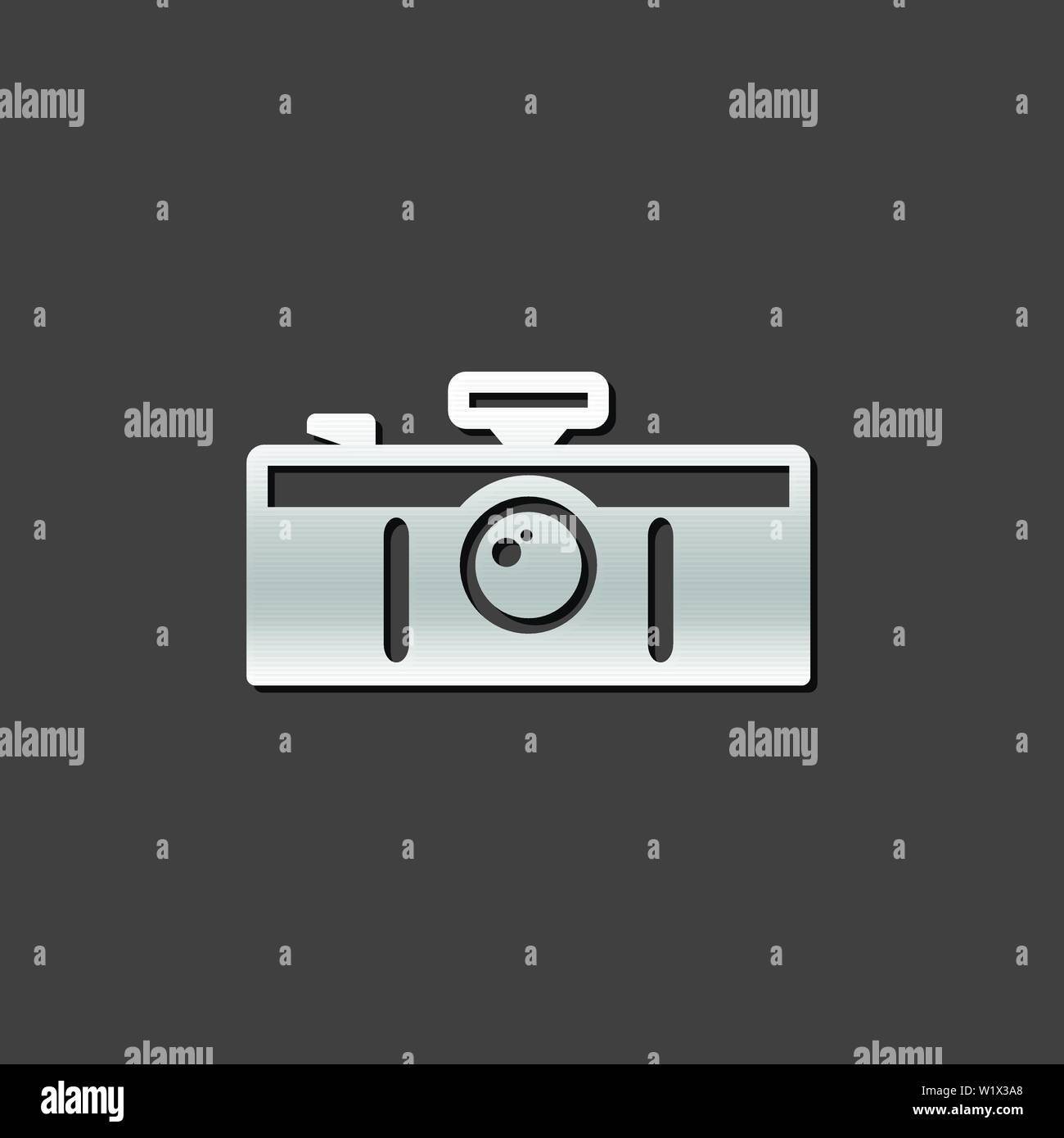 Panorama camera icon in metallic grey color style. Landscape nature ...