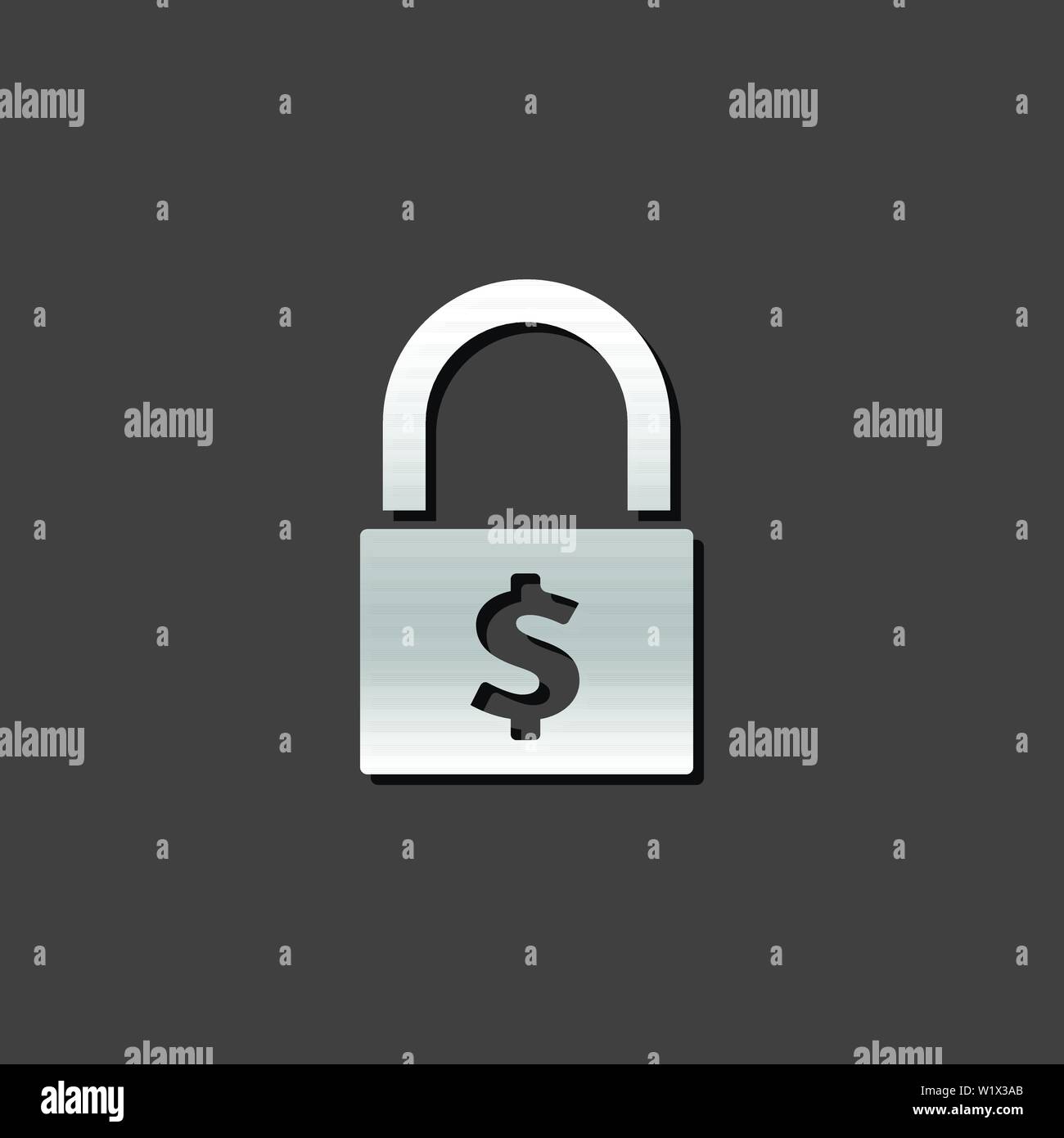 Padlock icon in metallic grey color style. Finance safety protection ...
