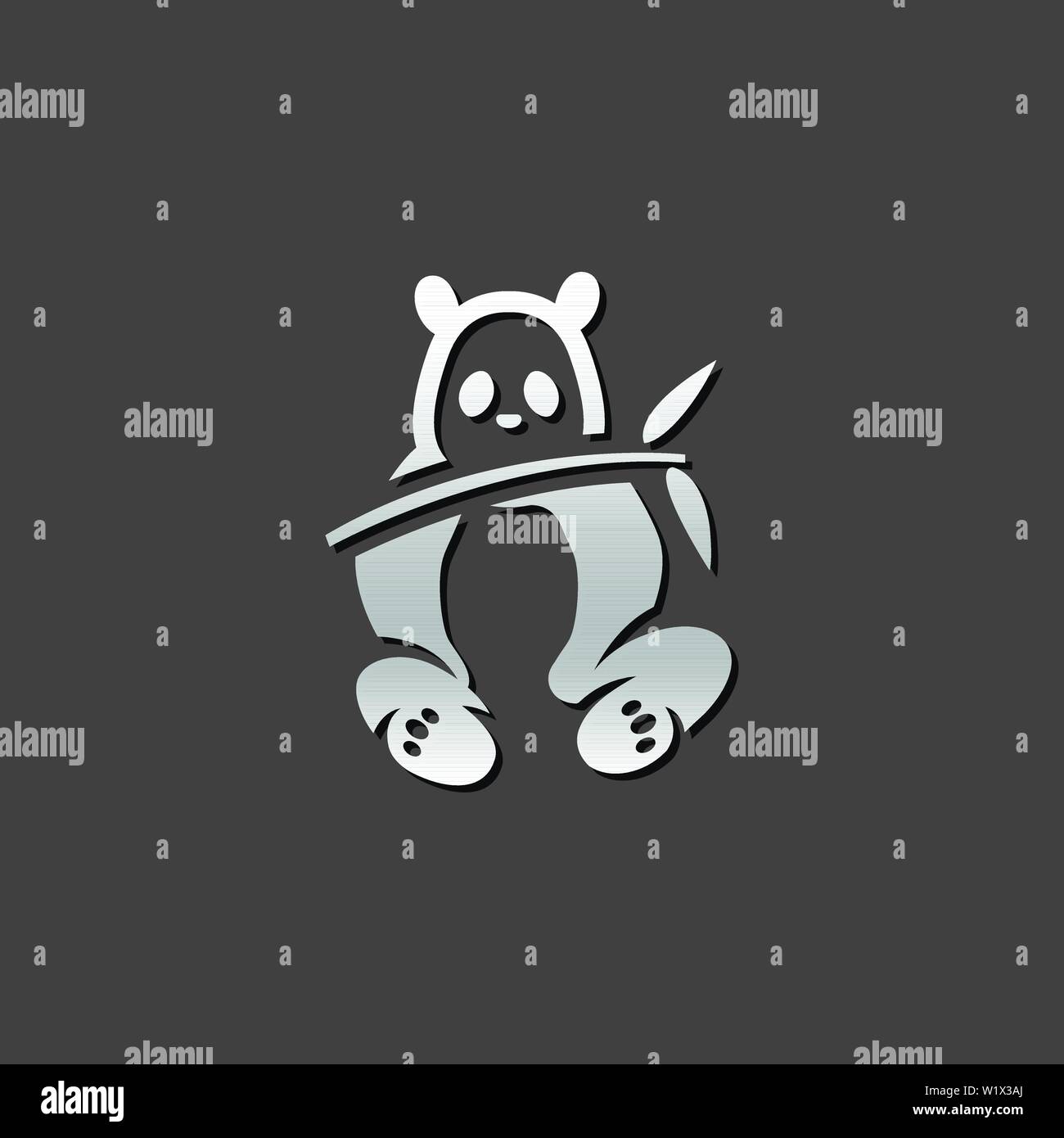 Panda icon in metallic grey color style. Mammal china zoo Stock Vector ...