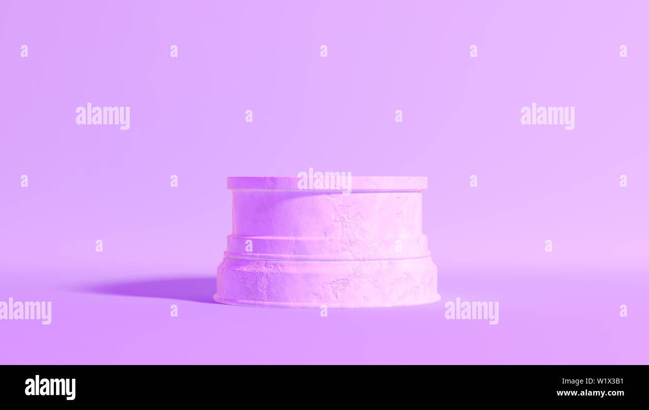 An empty round marble stone trophy base on an isolated pastel purple ...