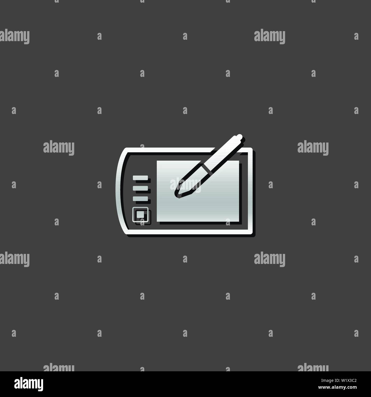 Drawing tablet icon in metallic grey color style. Illustrator computer ...