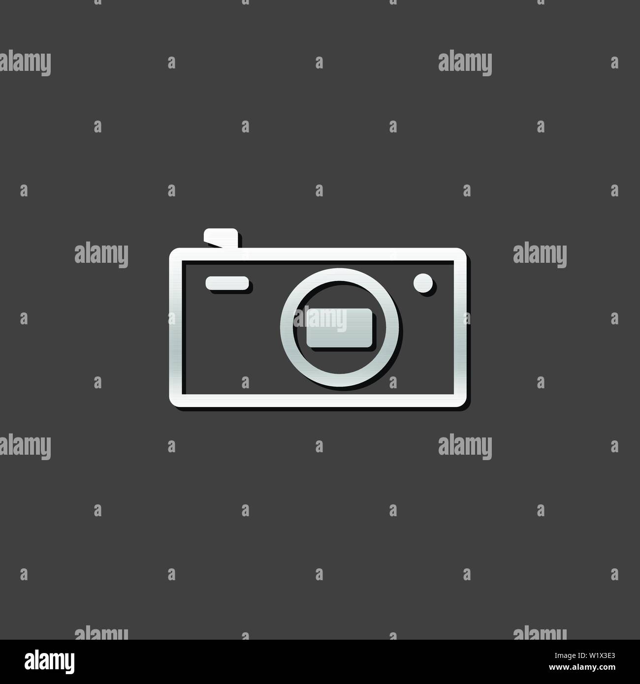 Camera icon in metallic grey color style. Photography pocket compact ...
