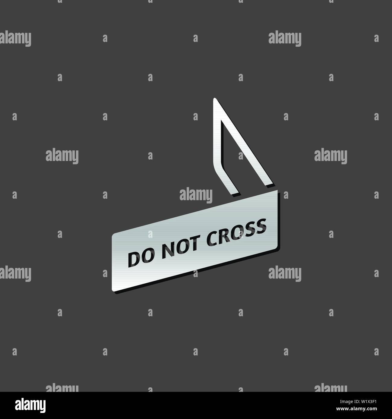 Police line icon in metallic grey color style. Crime scene protection ...