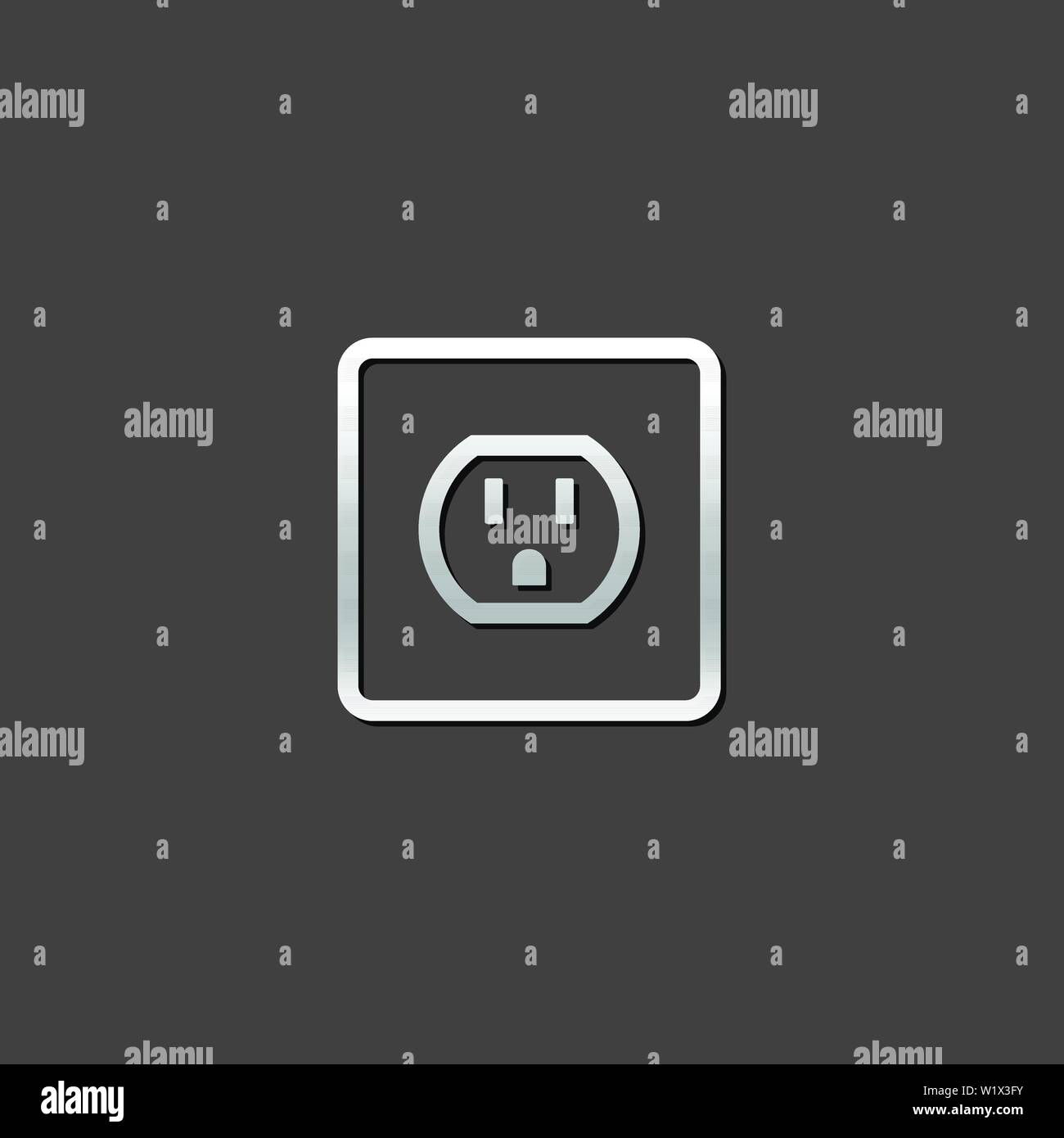Electrical outlet icon in metallic grey color style. Electronic connect ...