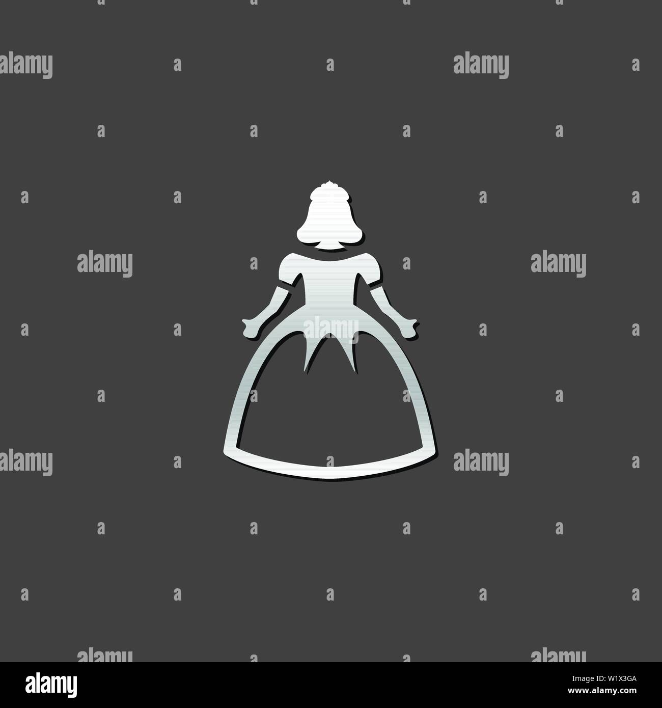 Doll icon in metallic grey color style. Princess toy playing girl Stock ...