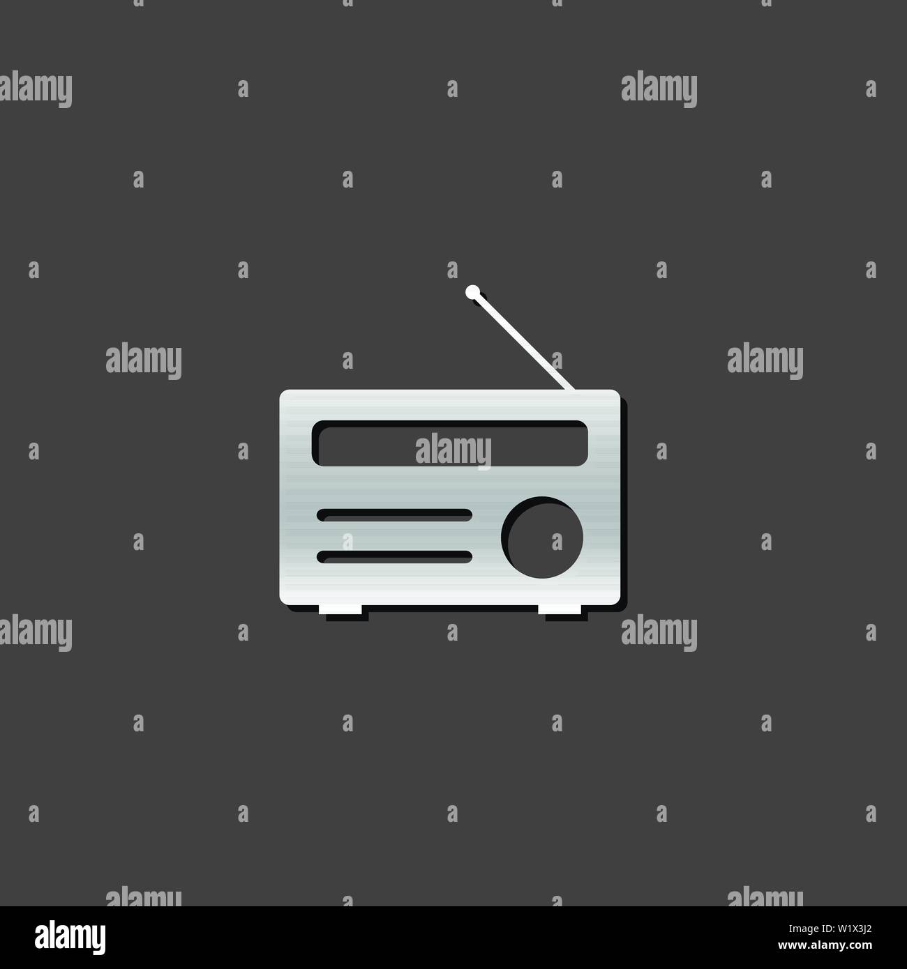 Radio icon in metallic grey color style. Communication broadcast media ...