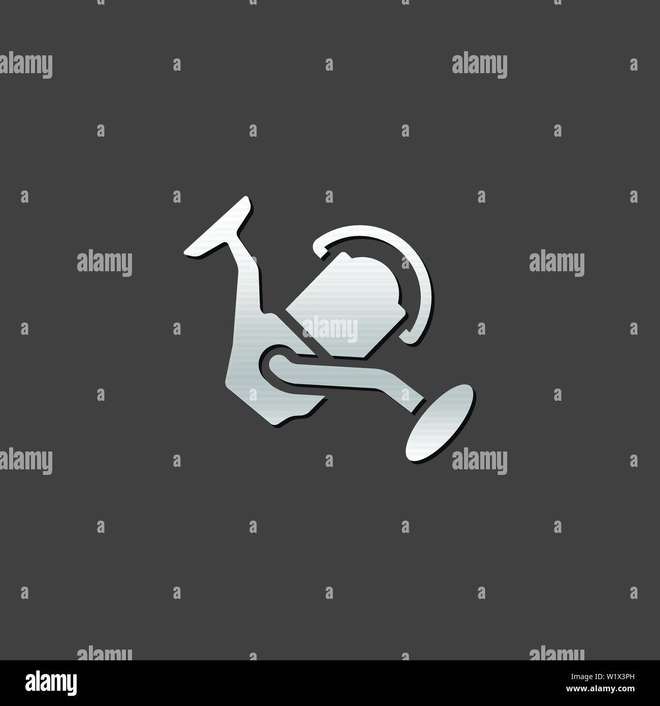 Fishing reel icon in metallic grey color style. Water sport fisherman ...