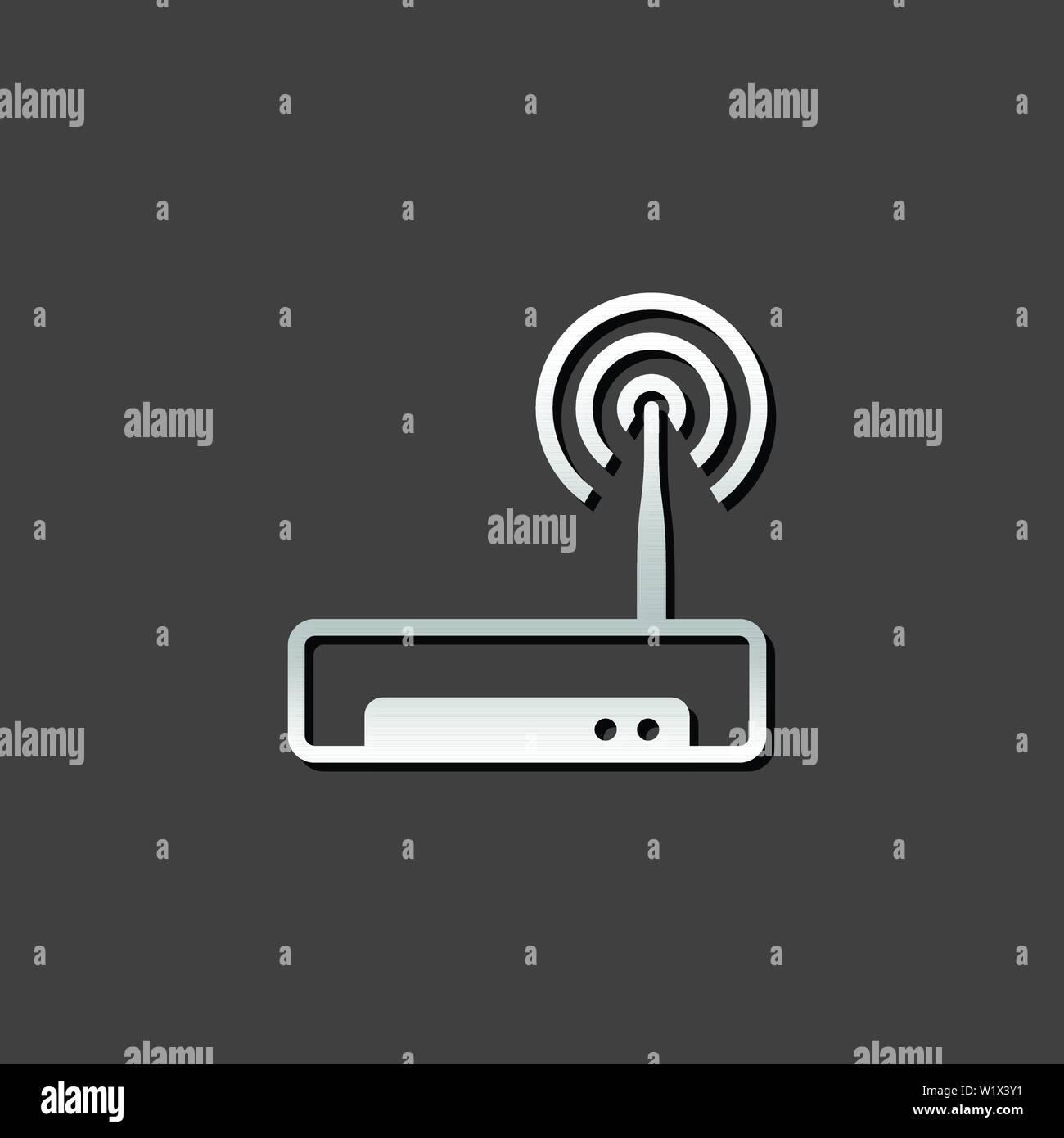 Internet router icon in metallic grey color style. Connection data ...