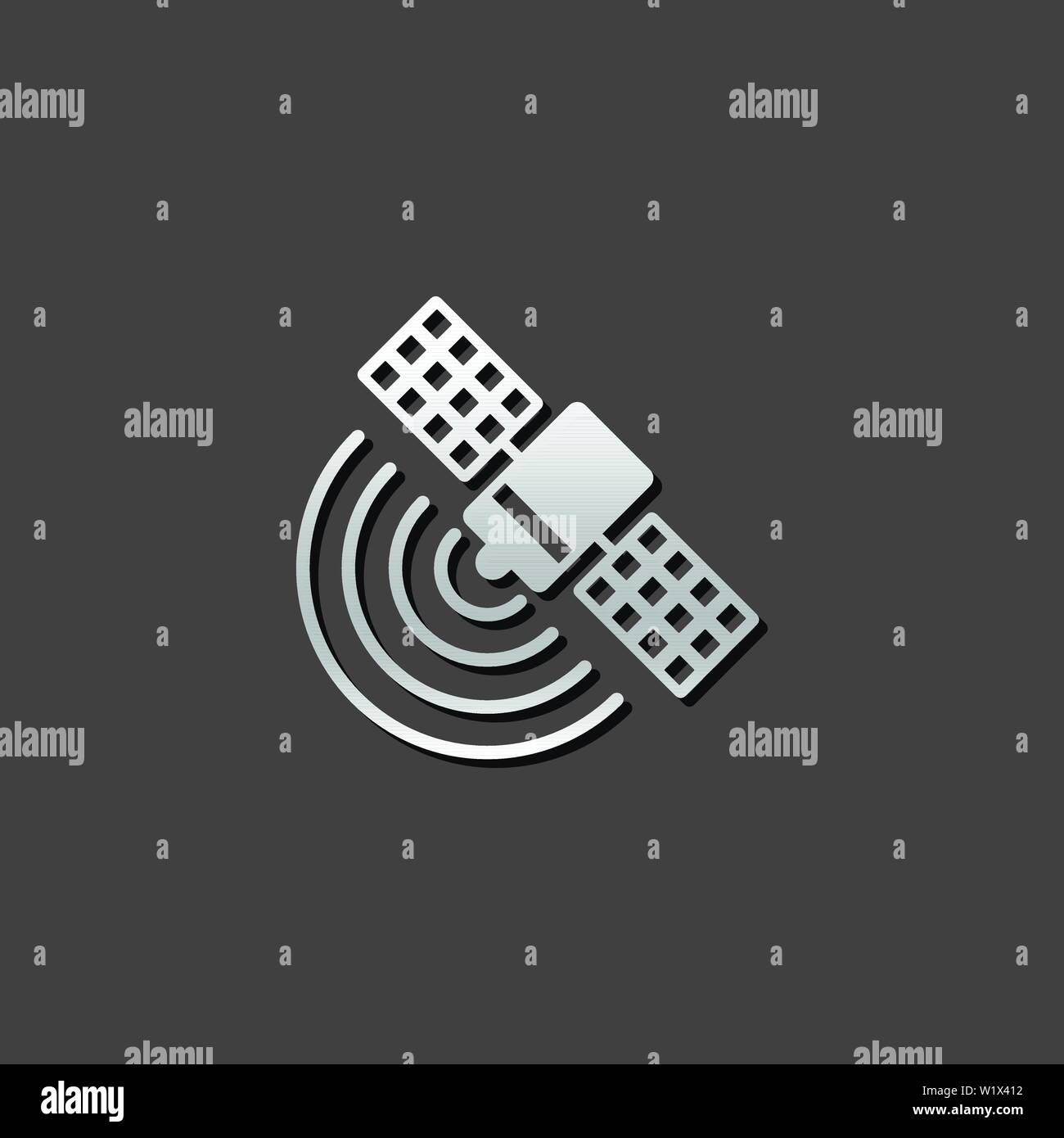 Satellite receiver icon in metallic grey color style.Data information ...