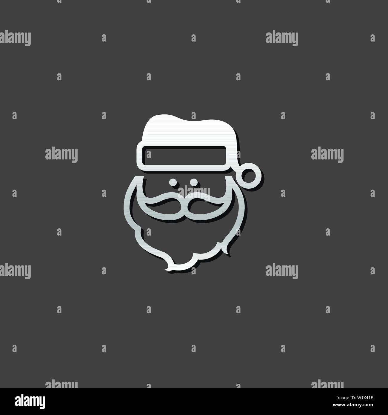 Santa Claus head icon in metallic grey color style.Celebration ...