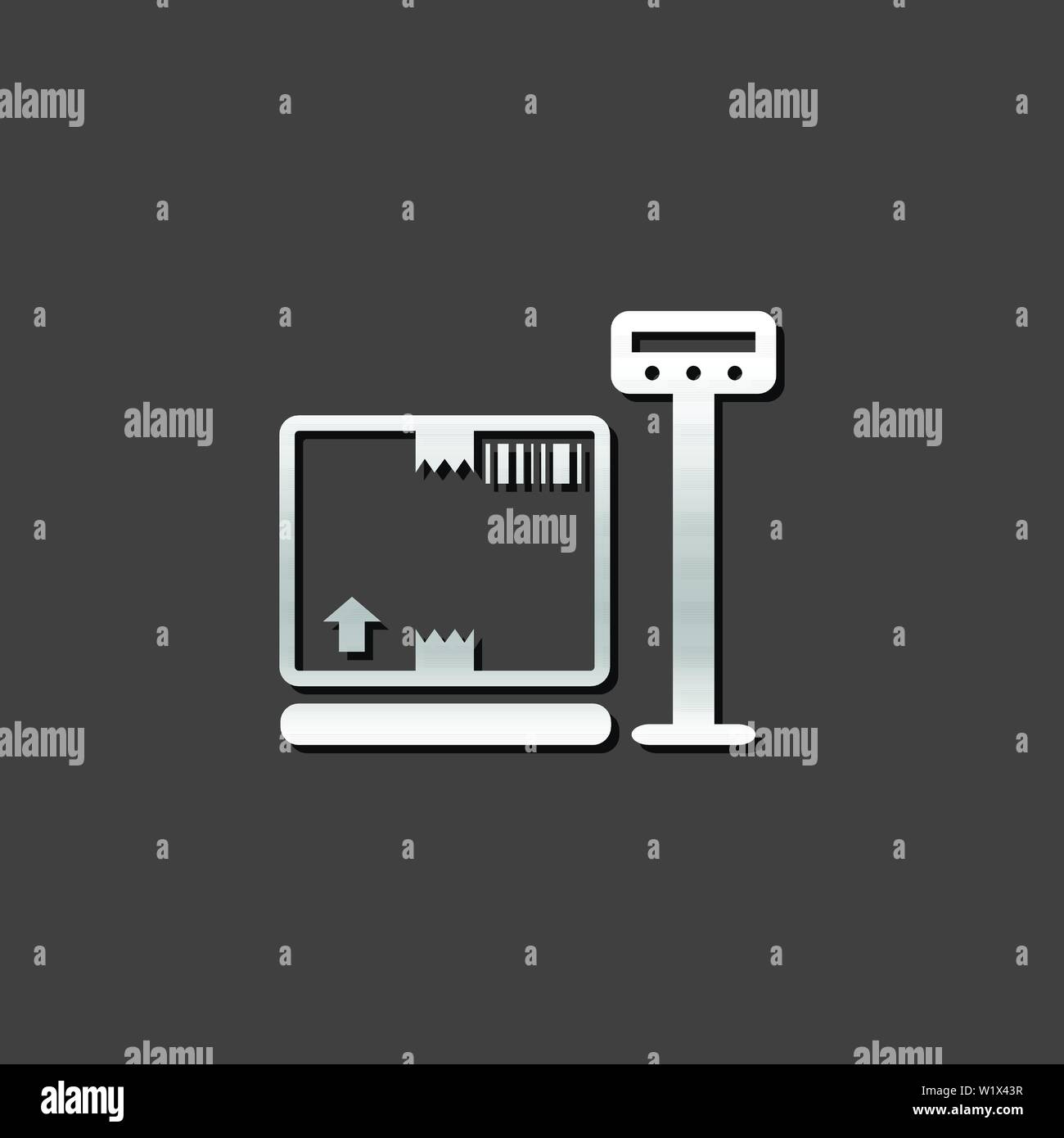 Logistic scale icon in metallic grey color style.Package weight ...