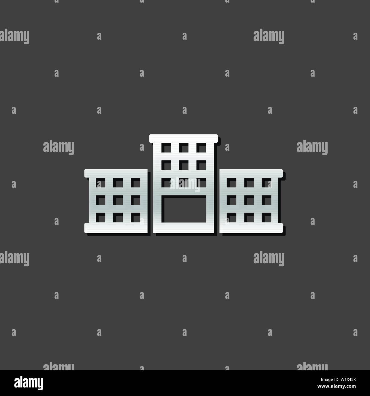 Building icon in metallic grey color style.Education, school, college ...