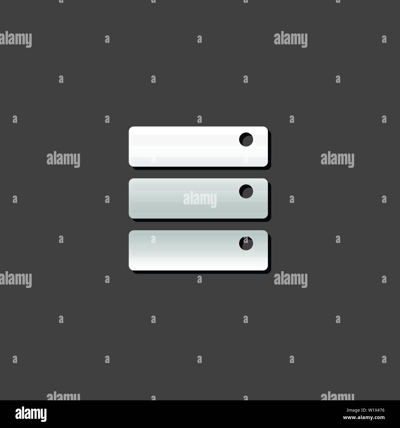 Server Rack Icon In Metallic Grey Color Style Computer Data File Hosting Stock Vector Image