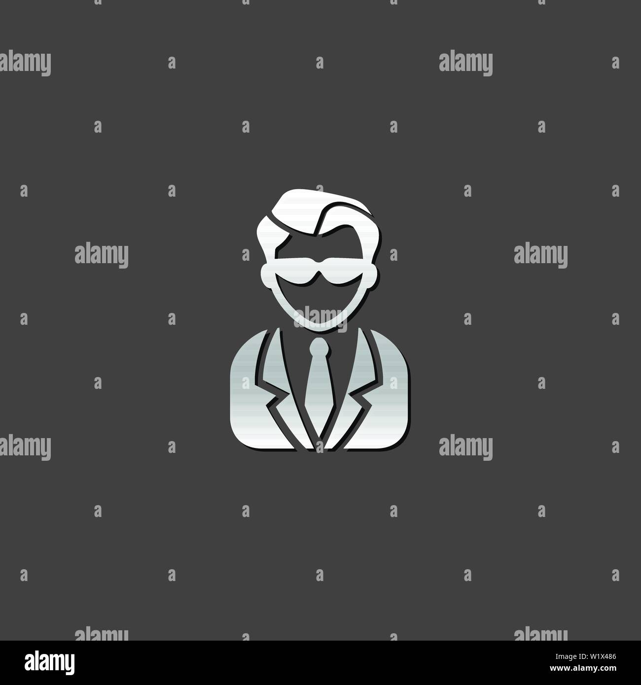 Businessman icon in metallic grey color style.Business office finance ...