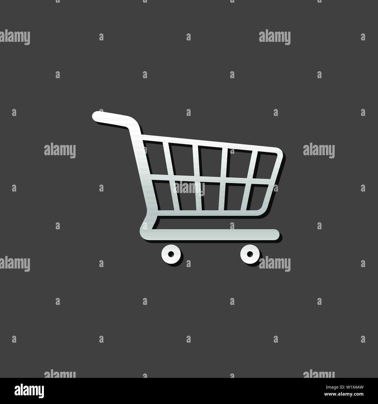 Shopping cart icon in metallic grey color style.Buying ecommerce Stock ...