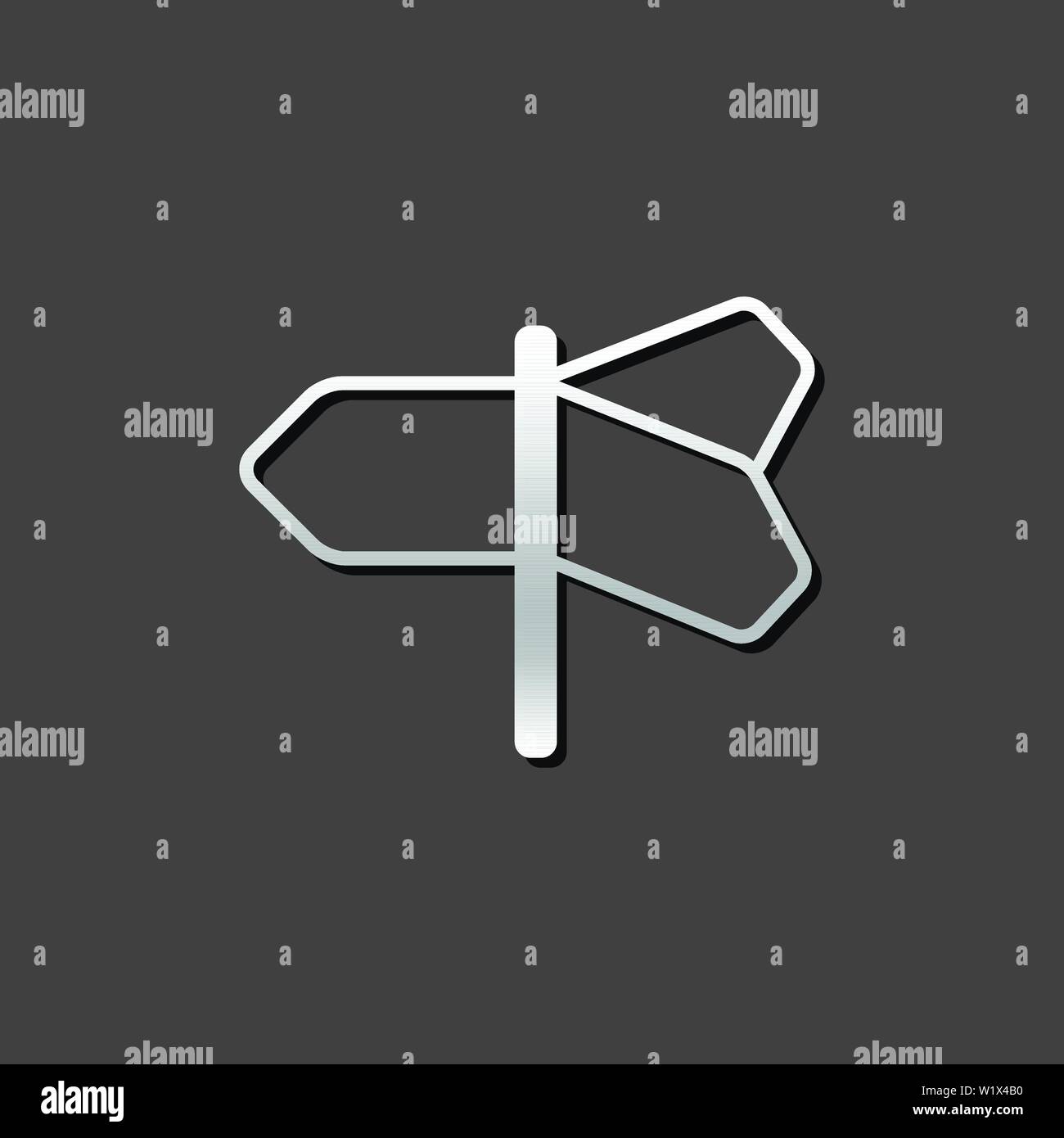 Road sign post icon in metallic grey color style.Travel holiday ...