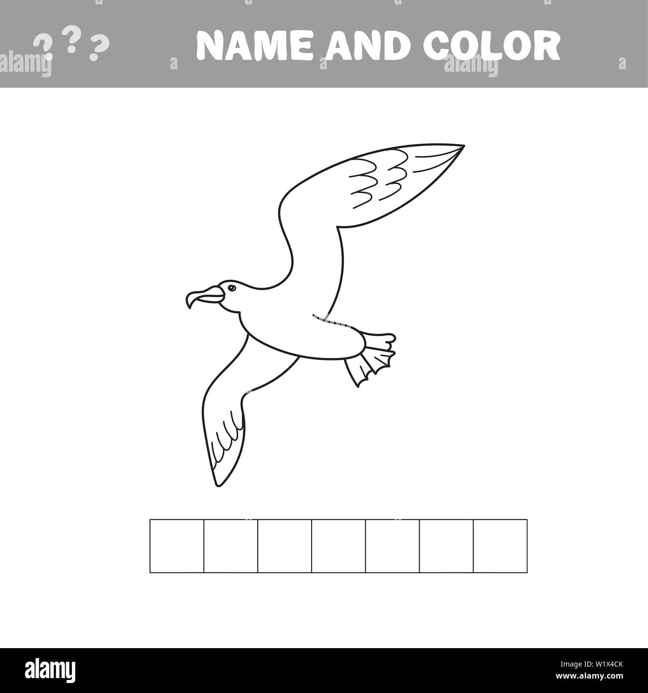 Educational game for kids coloring book seagull bird vector ...