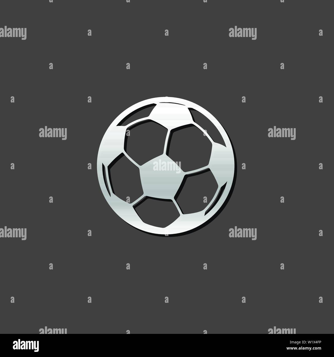 Soccer ball icon in metallic grey color style.sport competition team ...