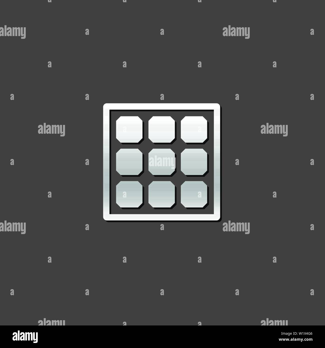 Solar cells panel icon in metallic grey color style.Renewable energy ...