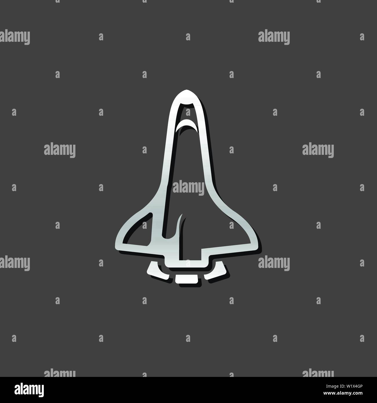 Space shuttle icon in metallic grey color style.Exploration satellite ...