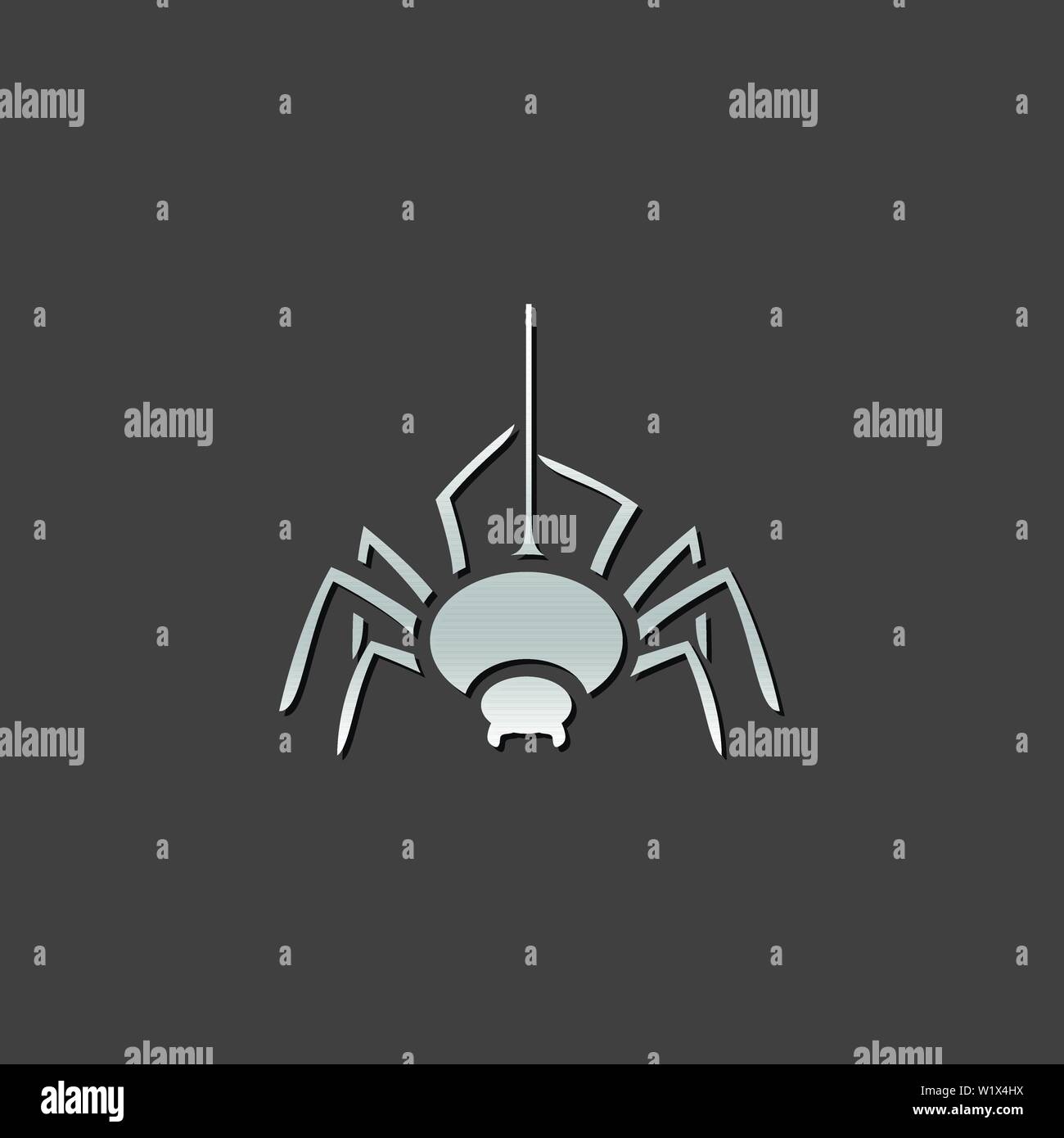 Spider icon in metallic grey color style.Animal arachnid spooky ...