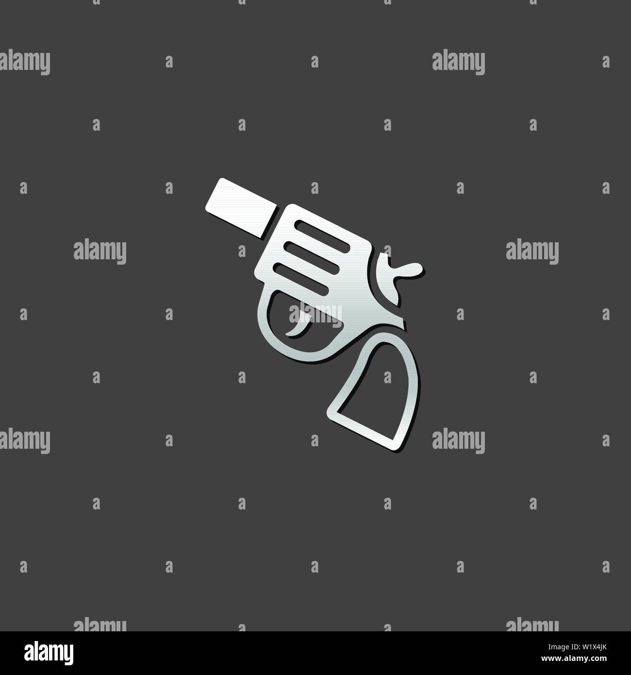 Revolver gun icon in metallic grey color style.Handgun police armed ...