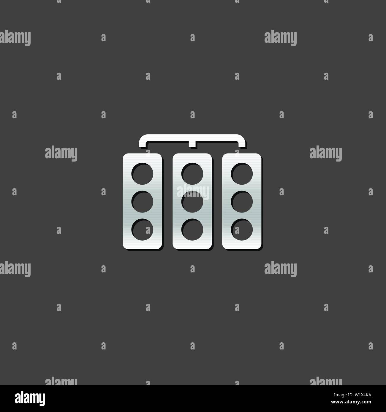 Red light sign icon in metallic grey color style. Traffic road signal ...