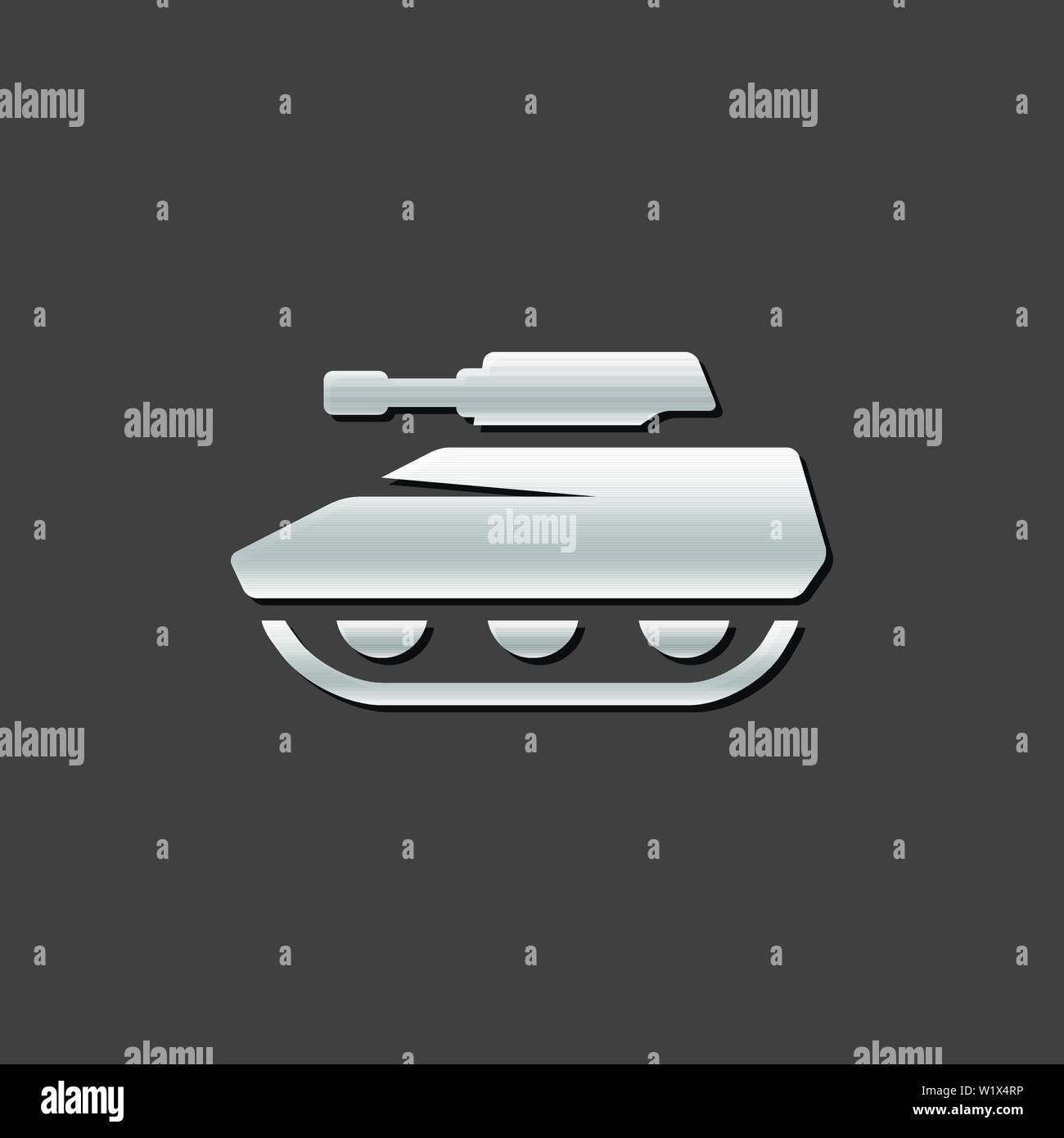 Tank icon in metallic grey color style.Military weapon war Stock Vector ...