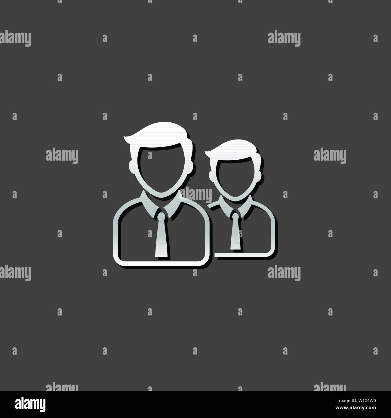 Teamwork icon in metallic grey color style.Business collaboration team ...