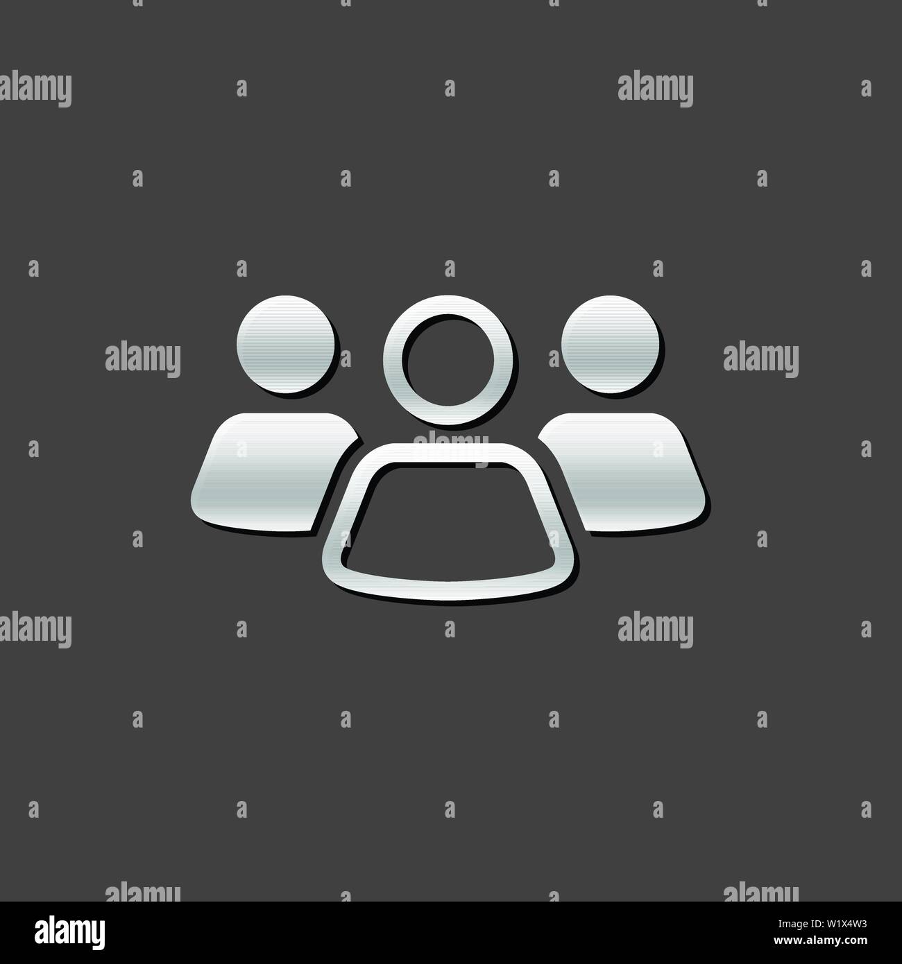 Teamwork icon in metallic grey color style.Business collaboration team ...