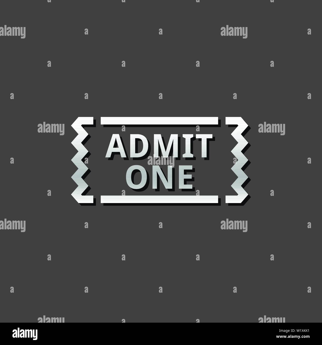 Ticket icon in metallic grey color style.Cinema concert shows Stock ...