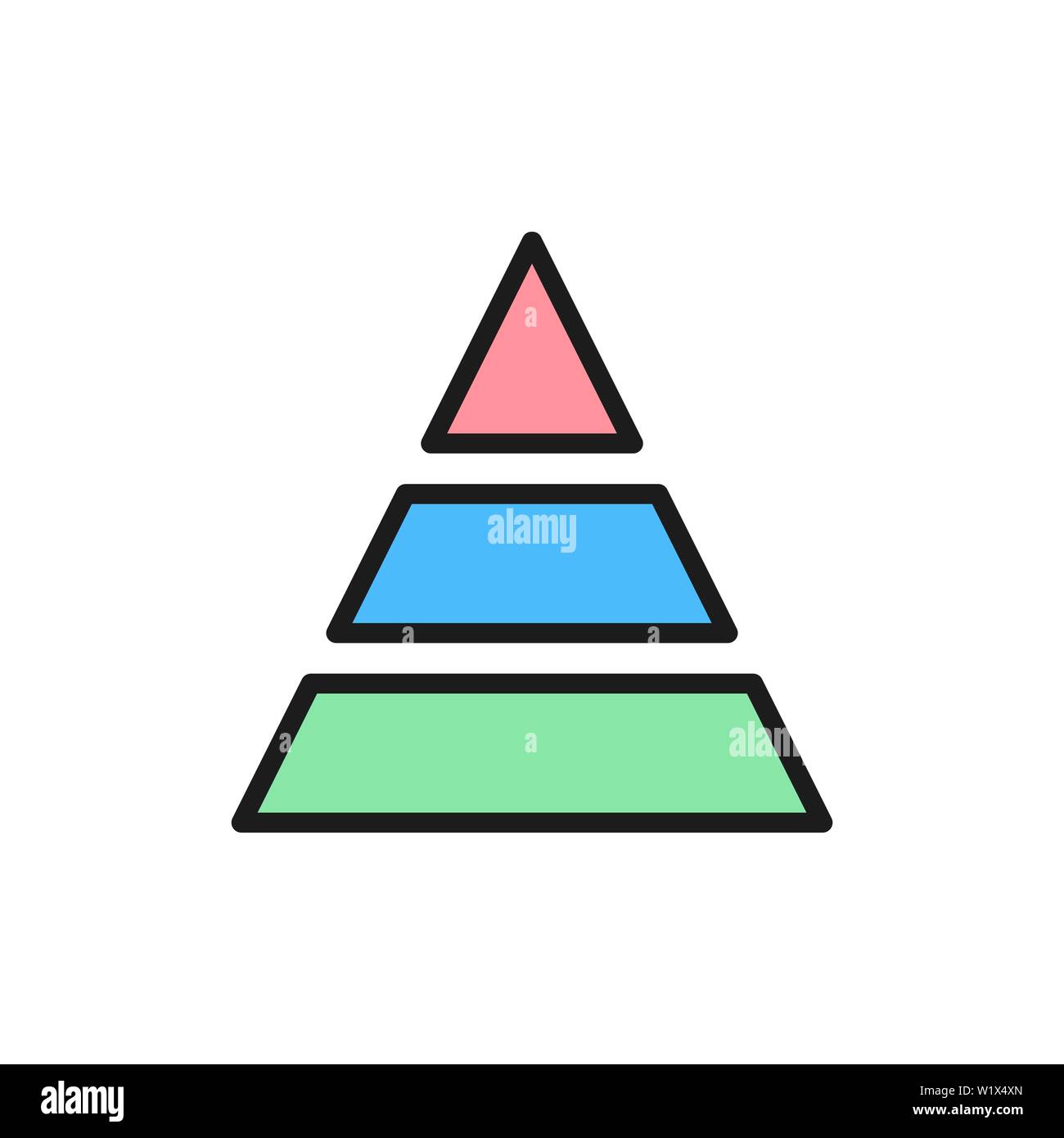 Triangular graph flat color icon. Isolated on white background Stock ...