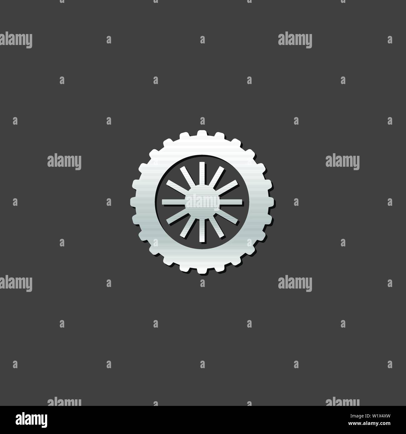 Motorcycle tire icon in metallic grey color style.Motorcycle motorbike ...