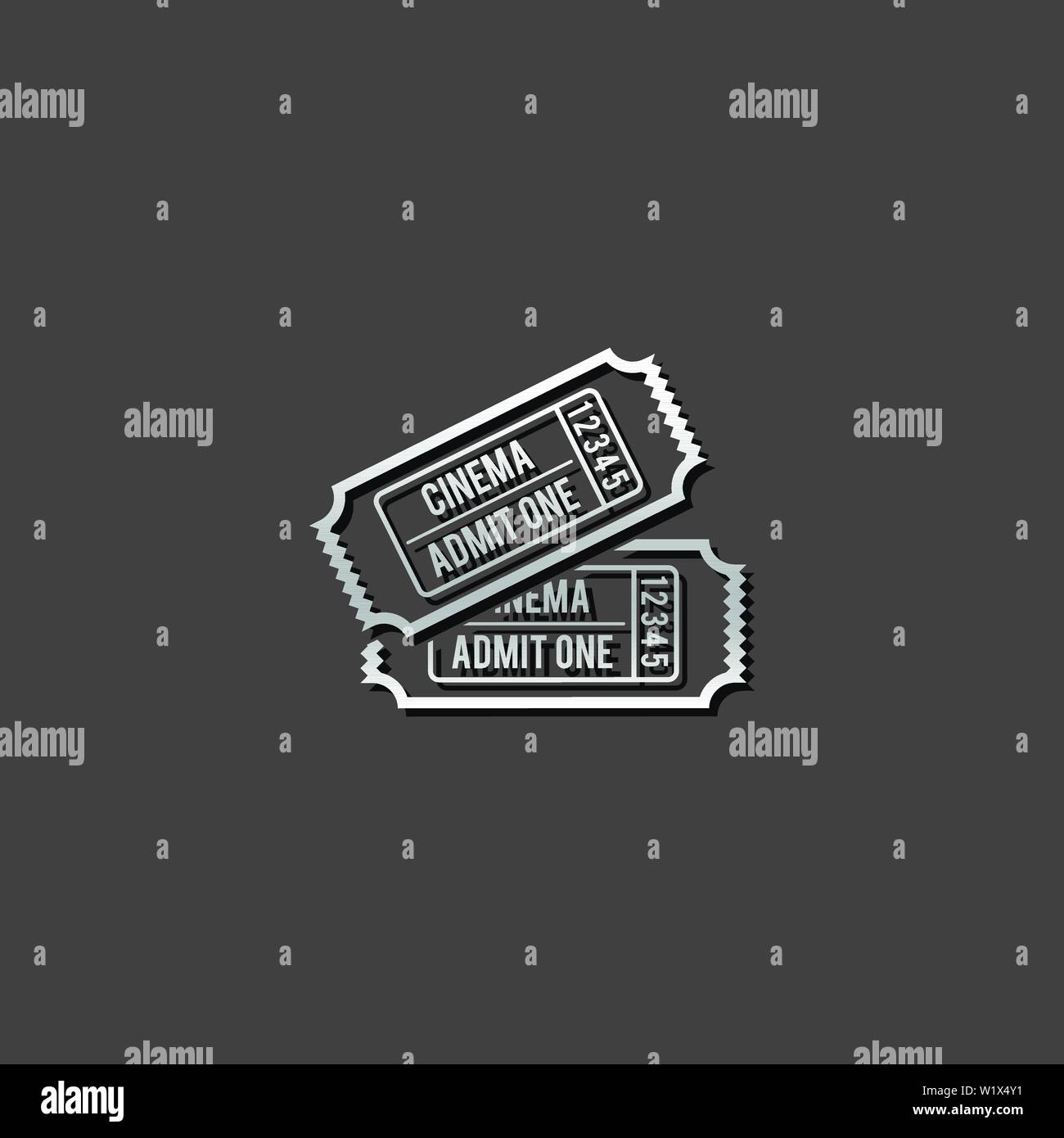 Ticket icon in metallic grey color style.Cinema concert shows Stock ...