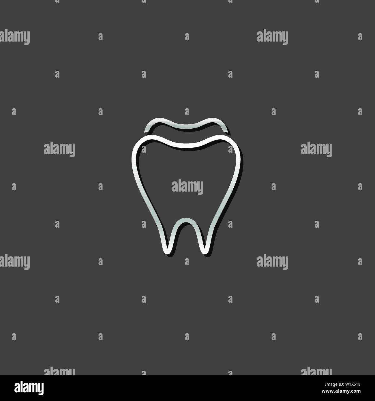 Tooth icon in metallic grey color style.Toothpaste hygiene healthy ...