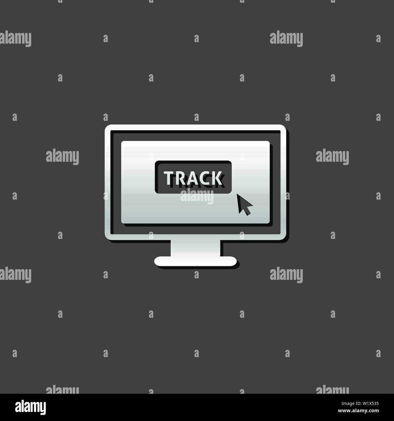 Tracking monitor icon in metallic grey color style.Logistic locate ...