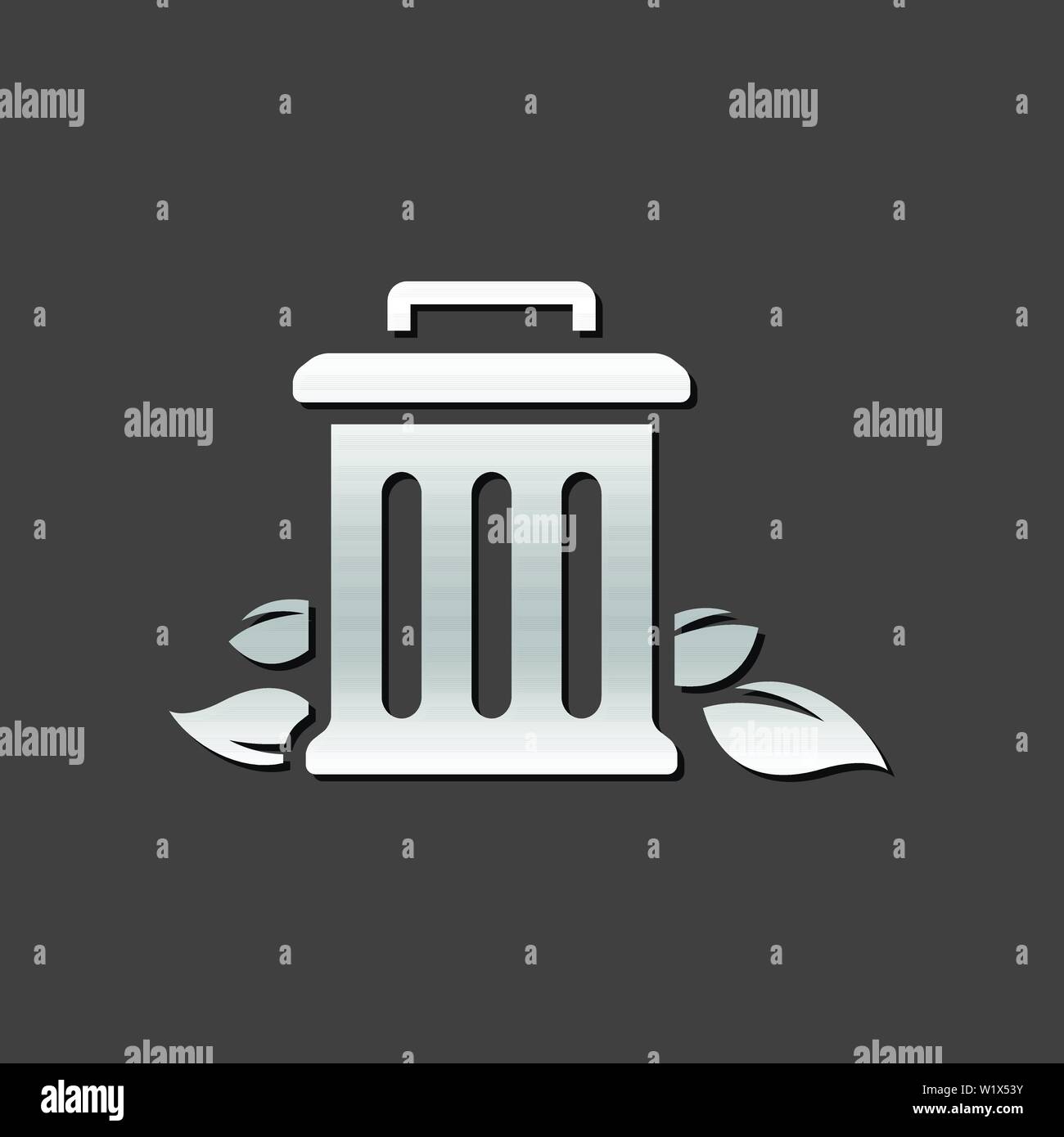 Trash bin icon in metallic grey color style Stock Vector Image & Art ...
