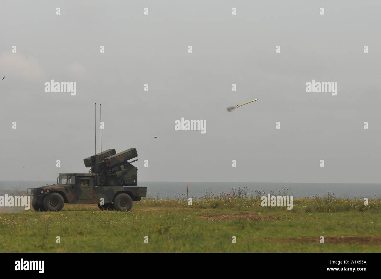 An Avenger Weapon System fires at a live-fire short-range missile range ...