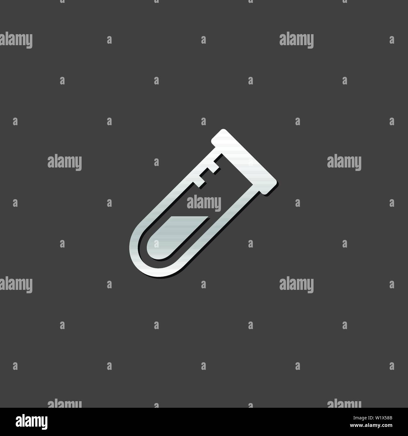 Test tube icon in metallic grey color style.Laboratory medical science ...