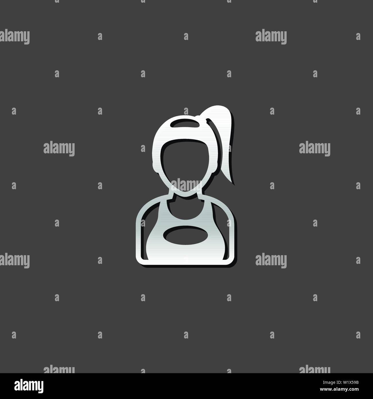 Girl avatar icon in metallic grey color style Stock Vector Image & Art ...