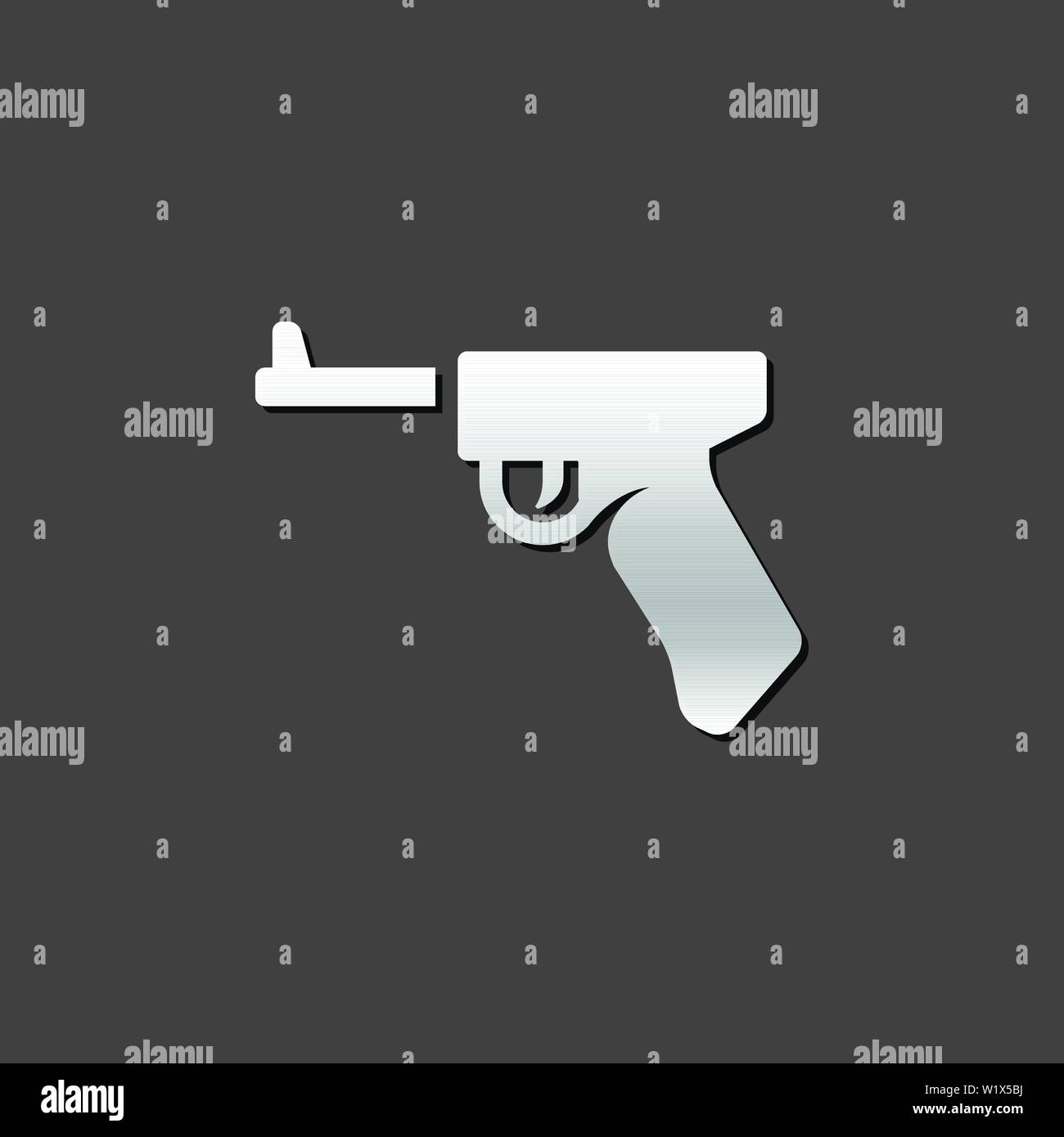 Hand gun icon in metallic grey color style.Vintage fire arm Stock ...
