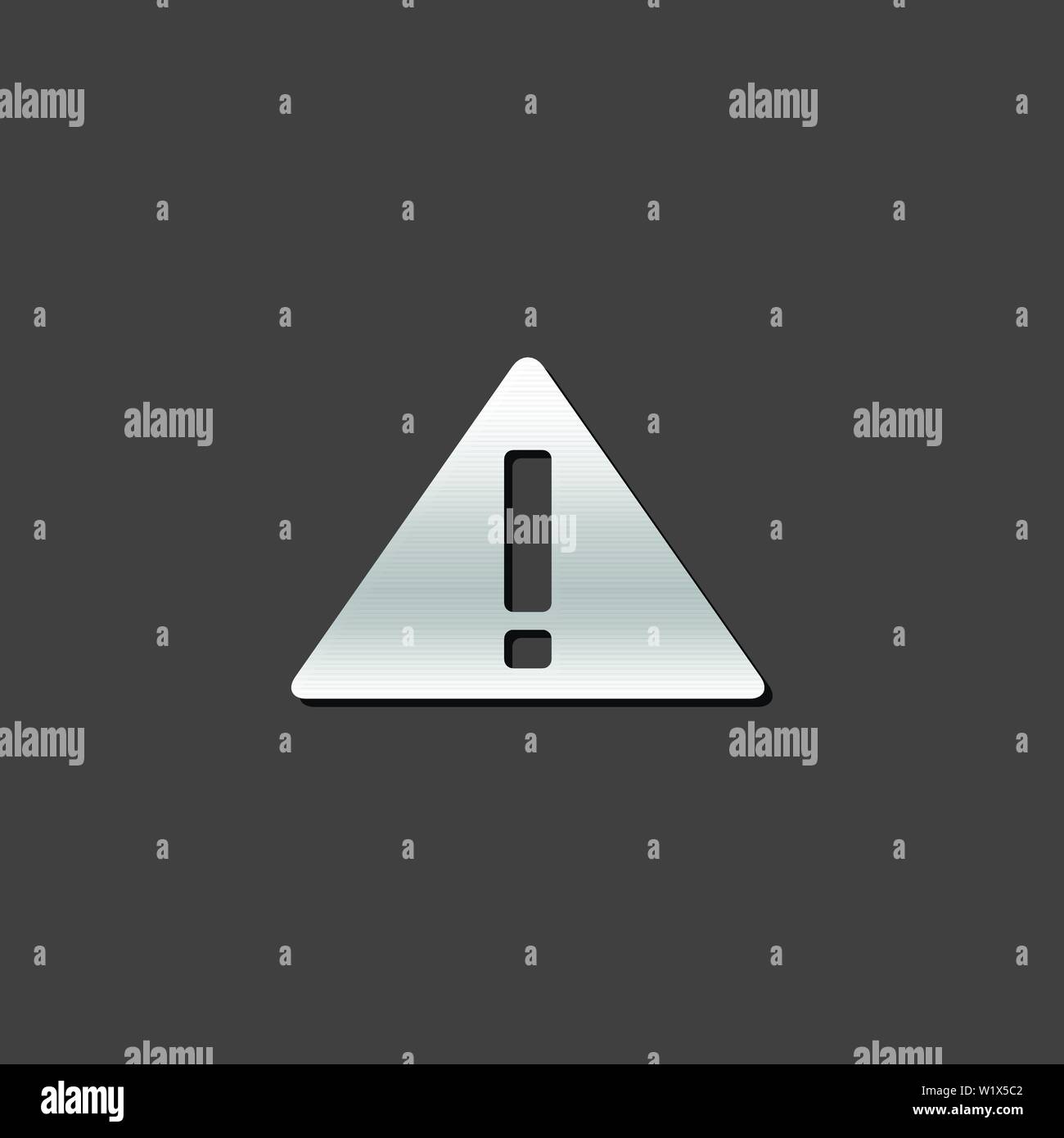 Warning sign icon in metallic grey color style.triangle safety security ...